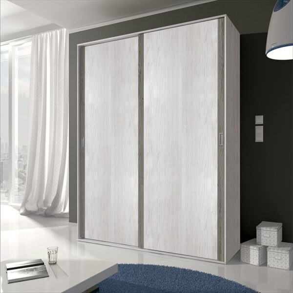 Armario 2 puertas correderas Lara Andersen Pino/Gris | Amuéblate Online