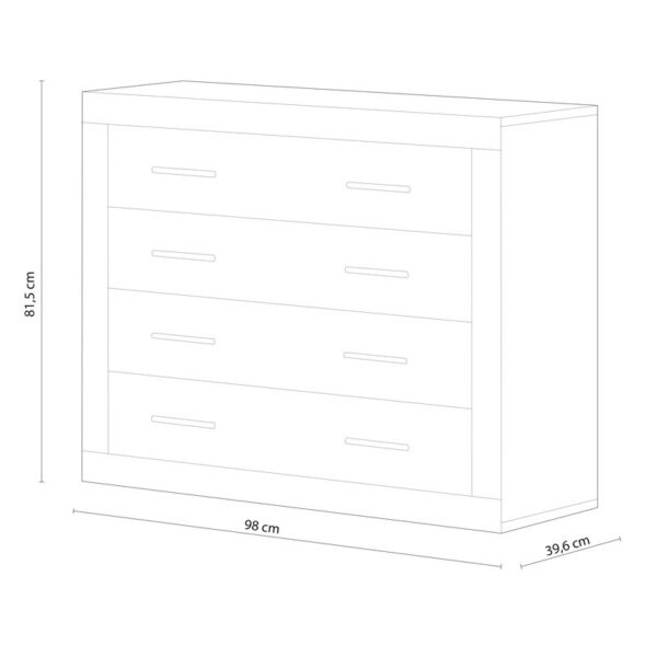 Cómoda 4 cajones Lara Andersen Pino-Gris | Amuéblate Online