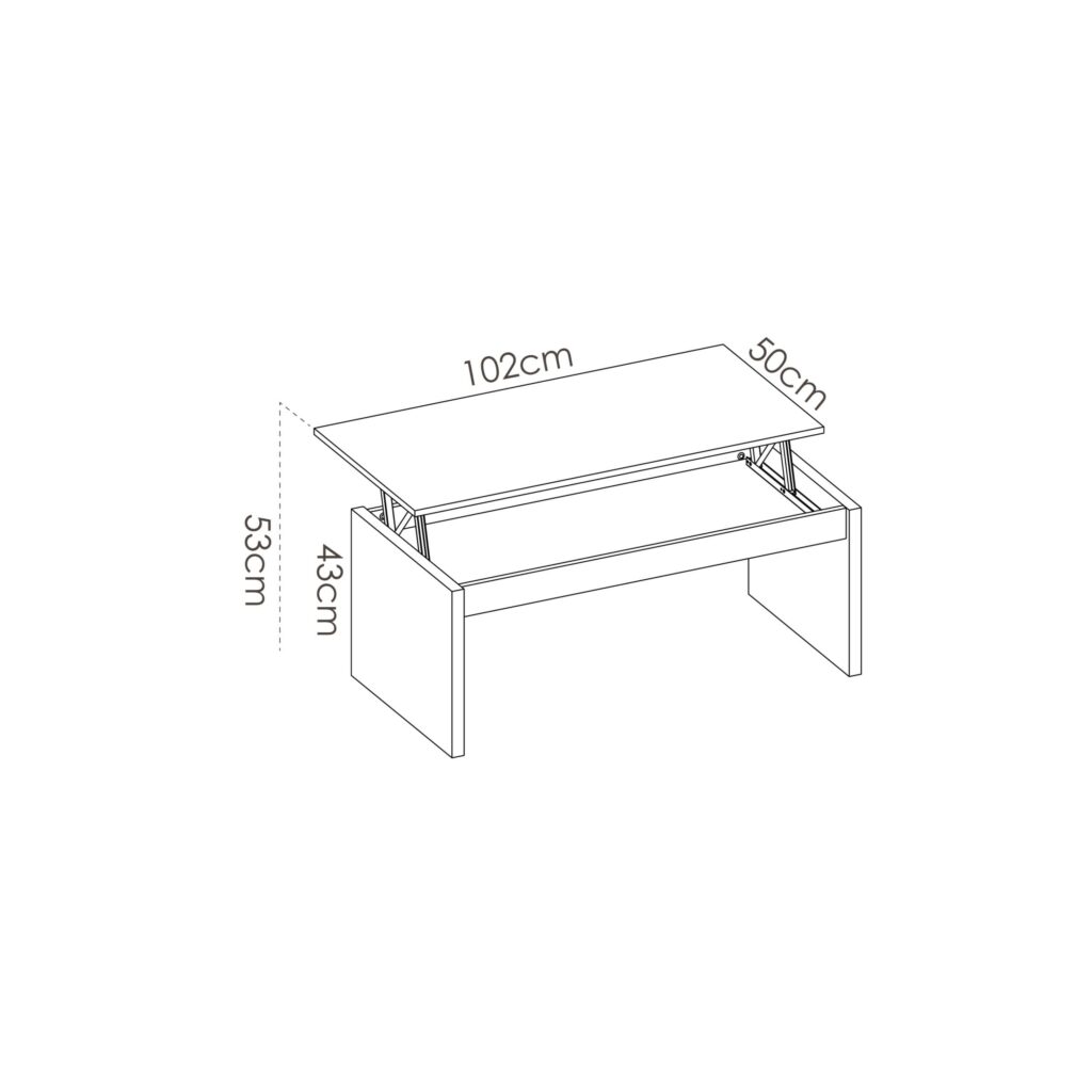 Mesa de centro Elevable Side Blanco/Roble | Amuéblate Online